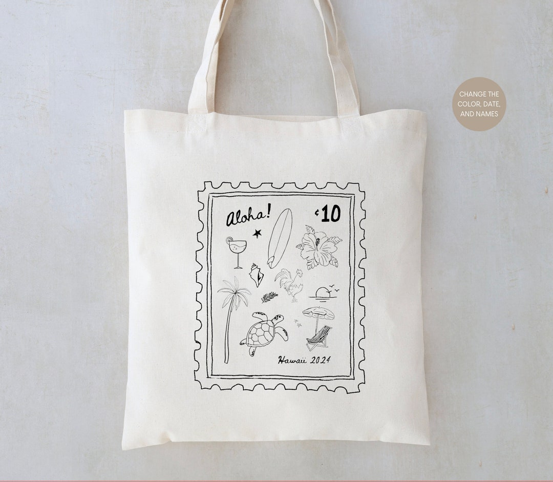 Hawaii Stamp Tote Bag: Bachelorette Wedding Favor - Etsy