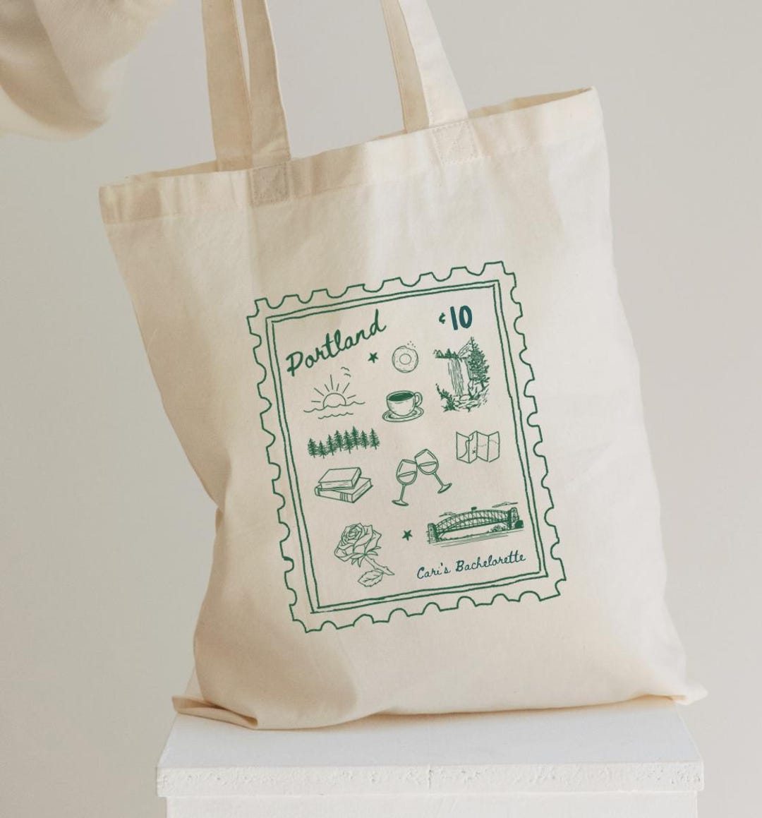 Portland Oregon Stamp Tote Bag: Wedding Party Favor - Etsy