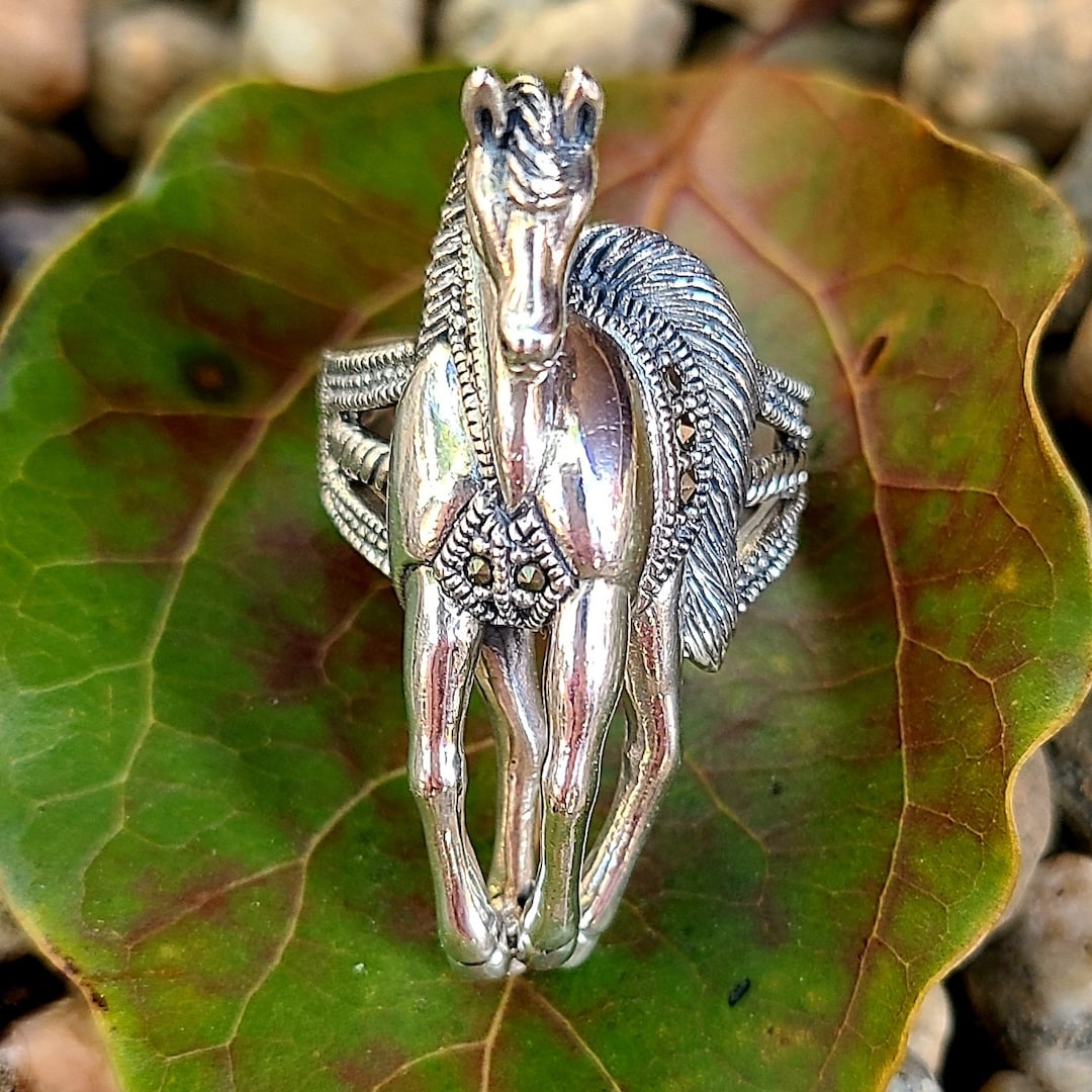 Vintage 925 Sterling Silver Equestrian Horse Ring, Silver Horse Colt ...