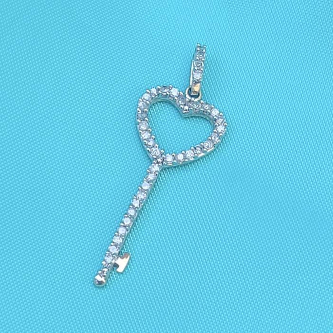 14k Yellow Gold Key Heart Diamond Pendant Diamond Bail, Gold Key Heart ...