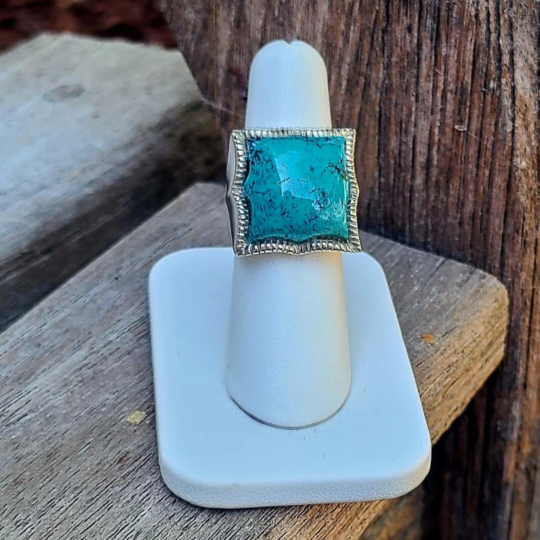 Vintage Whitney Kelly Large Sterling Silver Turquoise Statement Ring, Silver Turquoise Ring ...