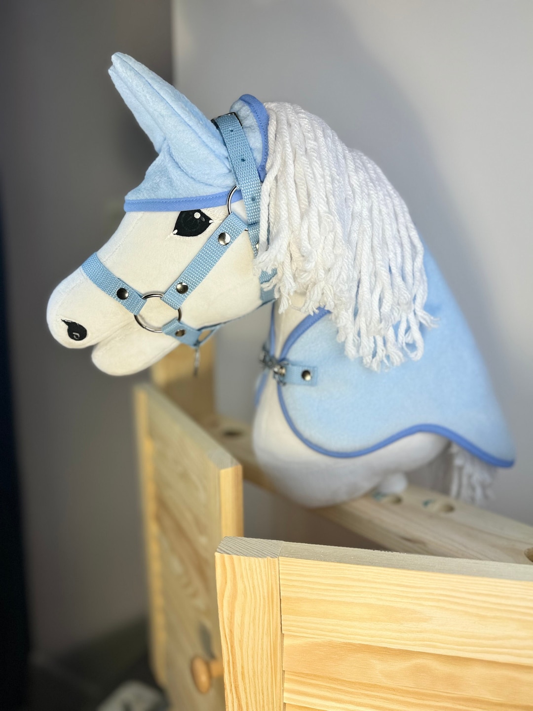 A3 / A4 Hobby Horse Set. Light Blue. Ear Bonnet and Blanket With ...