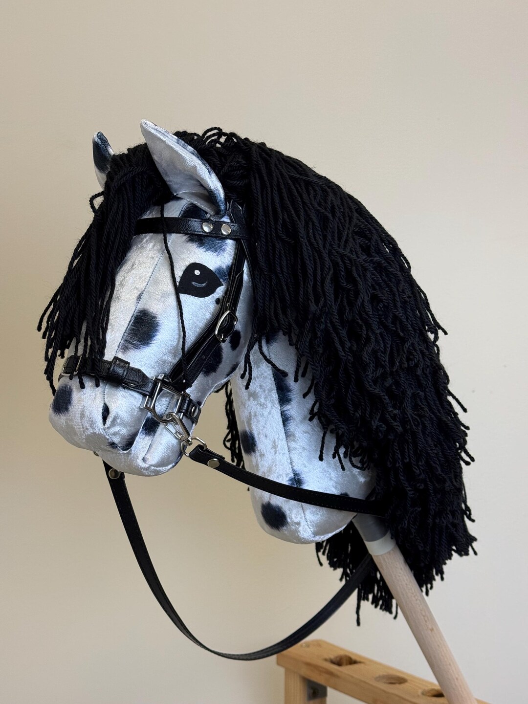 Hobby Horse A4 or A3 With Detachable Stick. Dapple White With Black. - Etsy