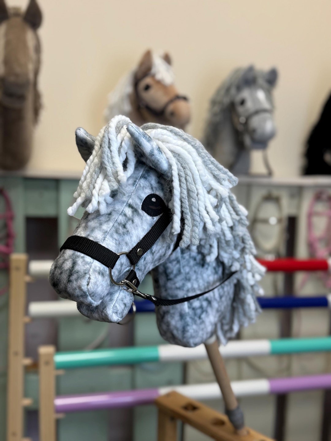 Hobby Horse A4 or A3 With Detachable Stick. Dapple Grey With Light Mane ...