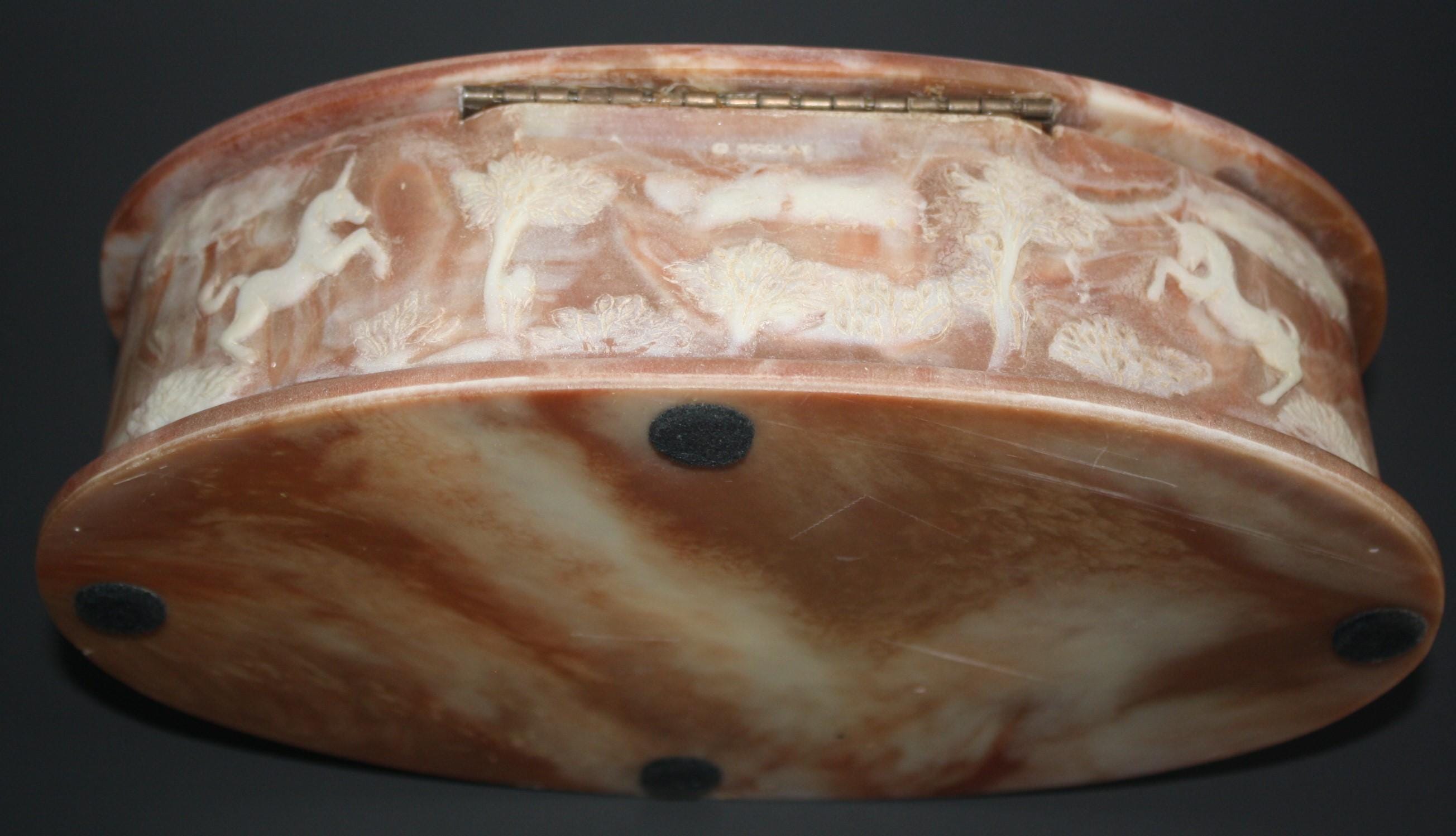 Rare Incolay Stone Jewelry Box With Dancing Unicorns Under the Trees - Etsy