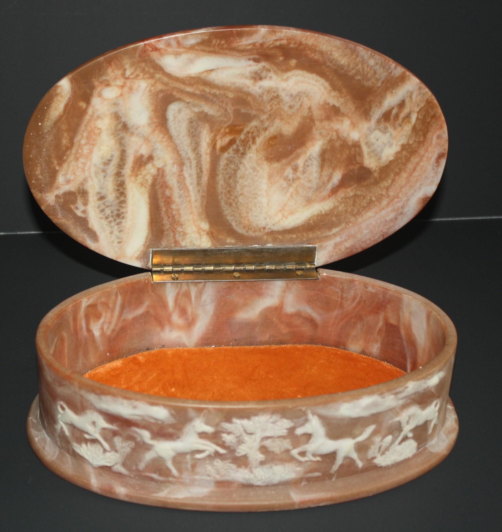 Rare Incolay Stone Jewelry Box With Dancing Unicorns Under the Trees - Etsy