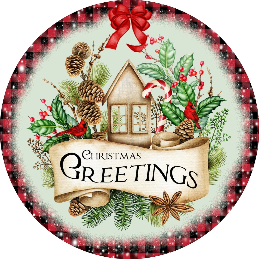 Christmas Greetings Sign, Wreath Sign, Christmas Supplies, Christmas ...