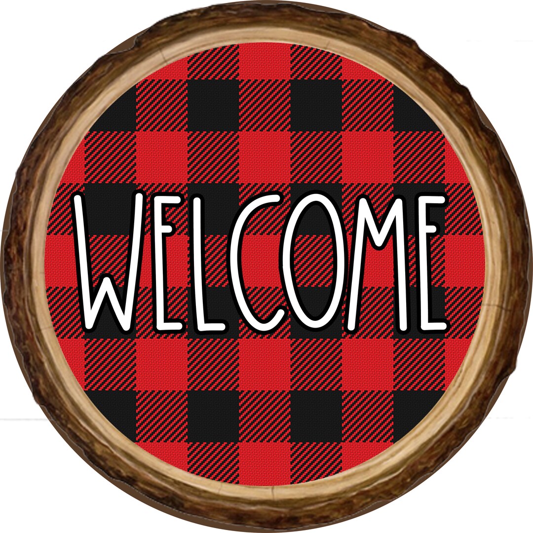 Welcome Fall Sign, Buffalo Plaid Design, Fall Décor, Wreath Center ...