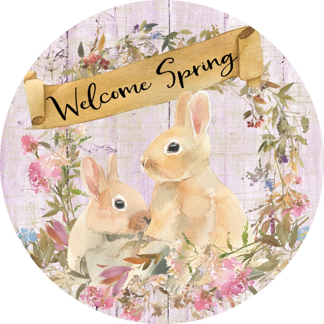 Welcome Spring, Garden Bunnies, Spring Flowers, Wreath Attachment ...