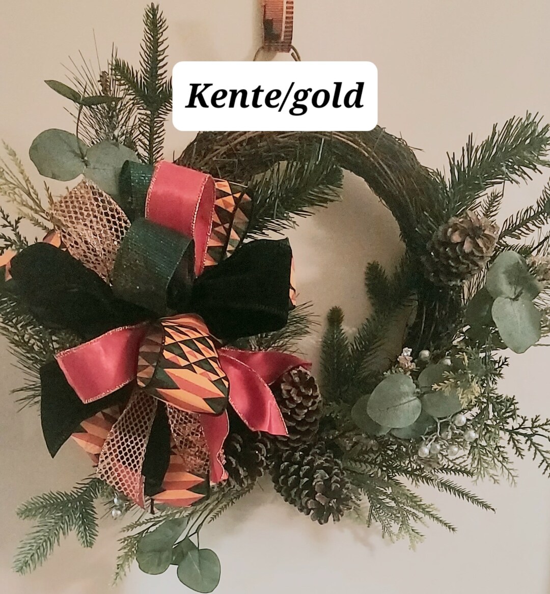 African Print Holiday Bow (wreath Not Included) for Christmas, Kwanzaa ...