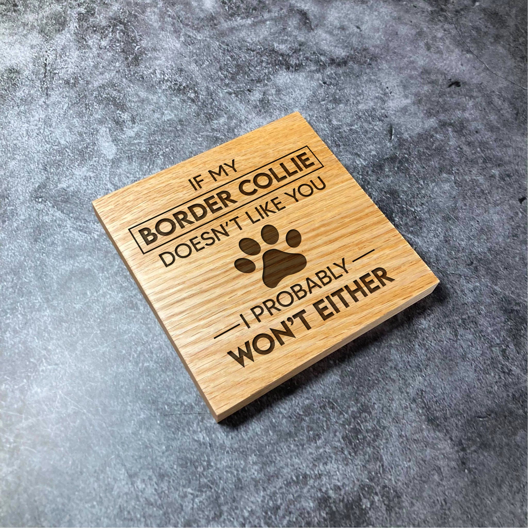 Custom Dog Coaster Any Dog Breed Name Deluxe Varnished Oak - Etsy UK