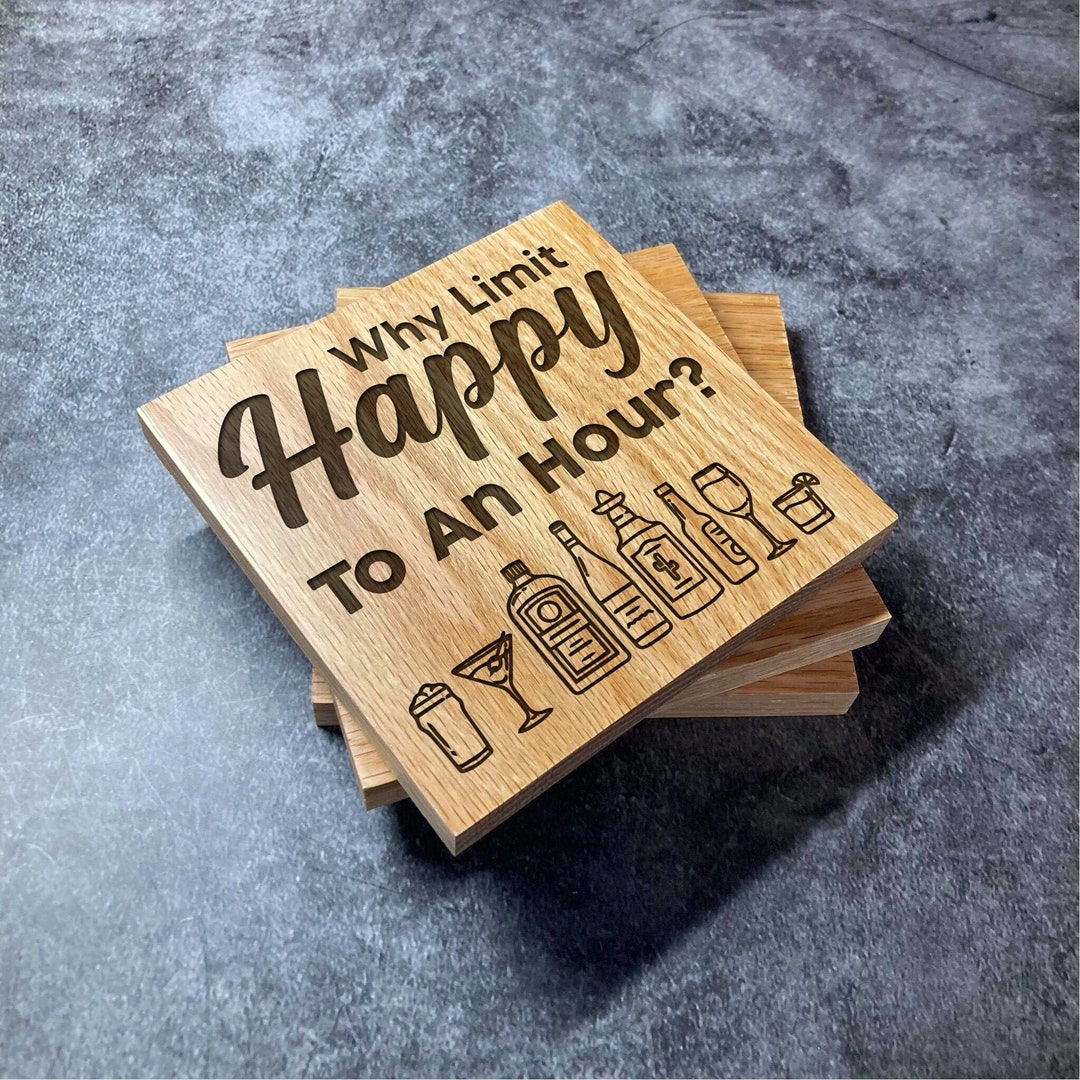 Happy Hour Coaster Why Limit Happy Hour Bar Coasters - Etsy