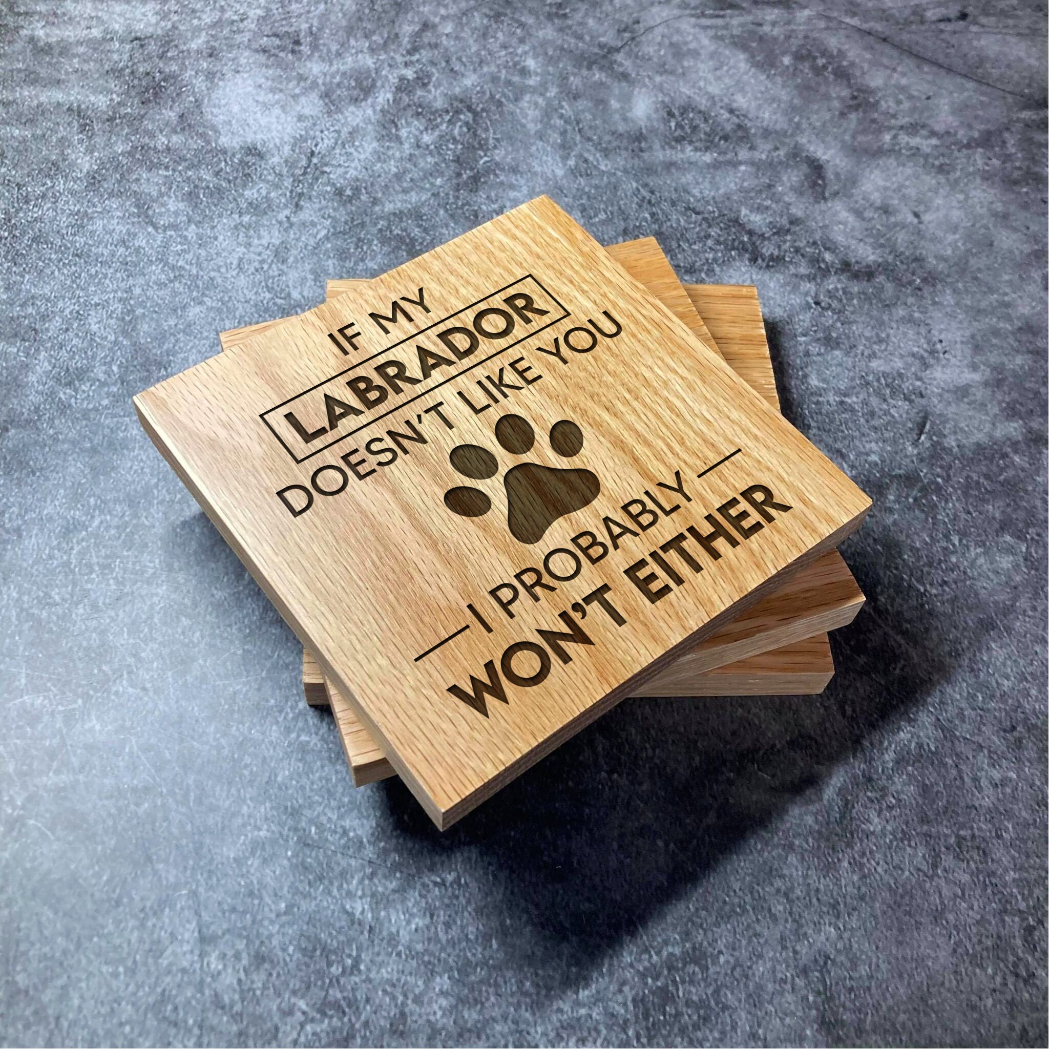 Custom Dog Coaster Any Dog Breed Name Deluxe Varnished Oak - Etsy UK