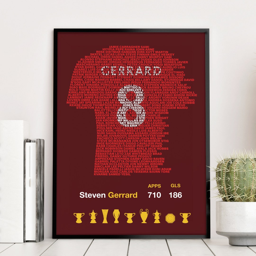 LIVERPOOL Legends Steven Gerrard Typography Teammates Poster - Etsy