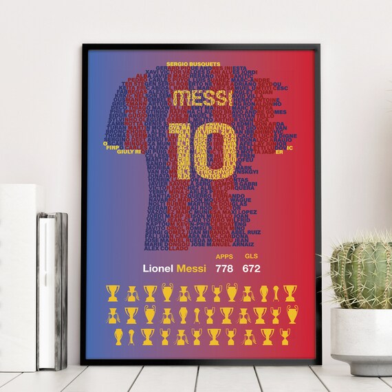 Lionel Messi FC Barcelona Typographic Teammates Poster | Etsy