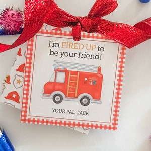 Fire Truck Kids Valentine, Kids Classroom Valentine, Valentine's Day ...