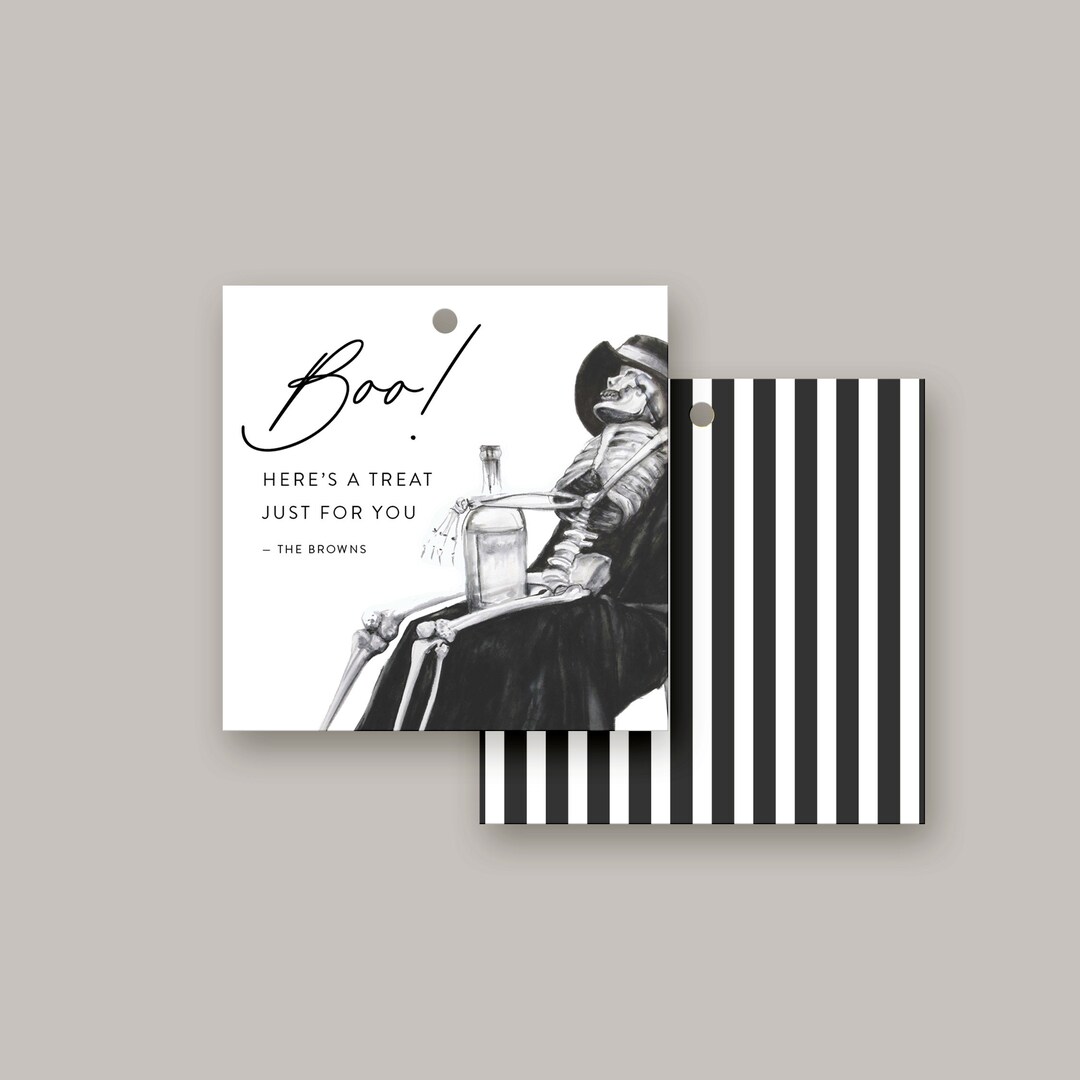 Skeleton Halloween Gift Tag Halloween Gift Tag for Booz & Boos ...