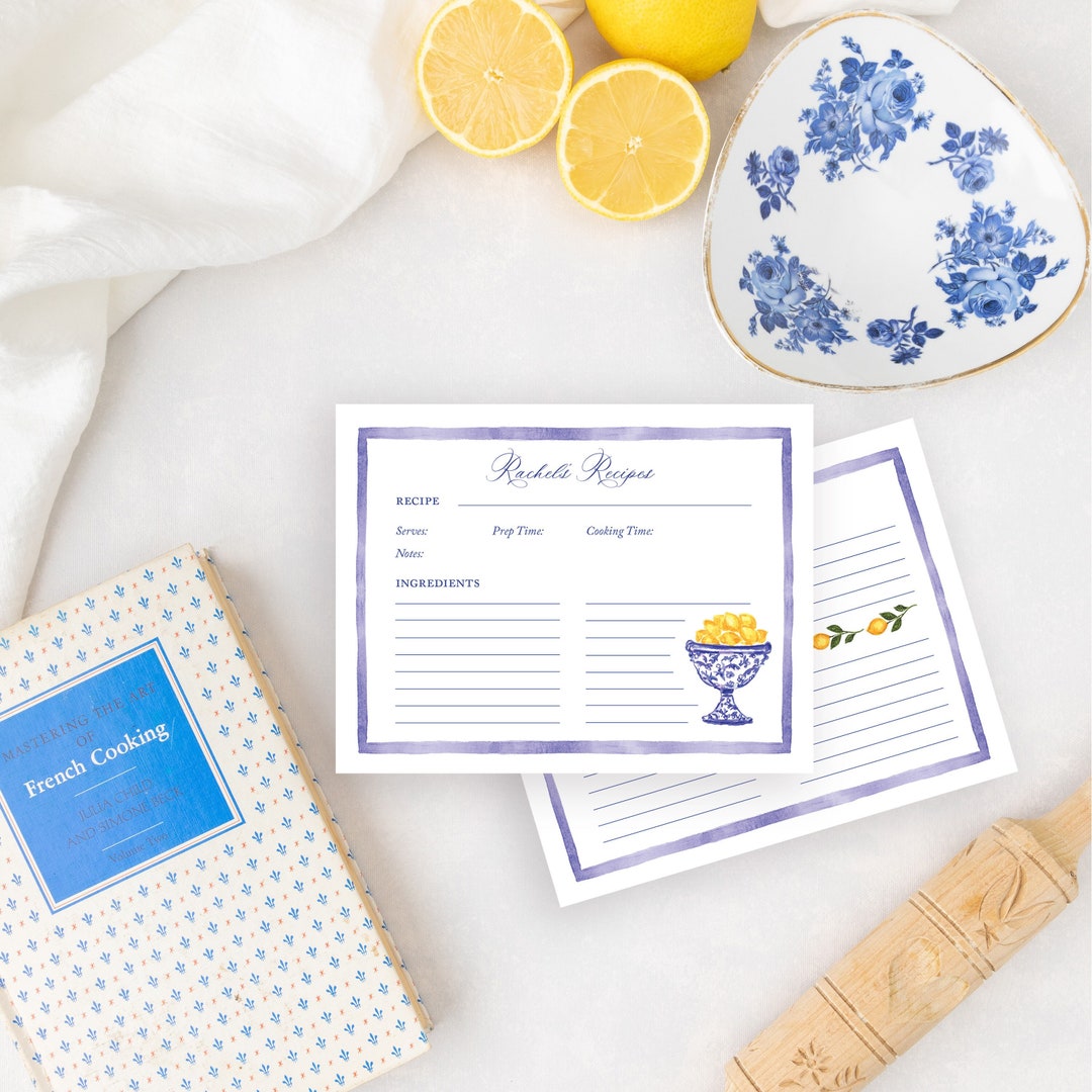 Personalized Recipe Card Gift Set With Chinoiserie Ginger Jar & Lemons ...