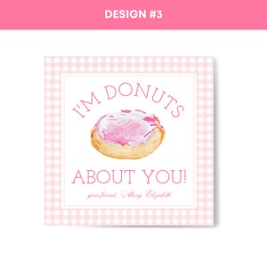 Printable Donut Valentine, Kids Valentines Day Gift Tag Set, Valentines ...