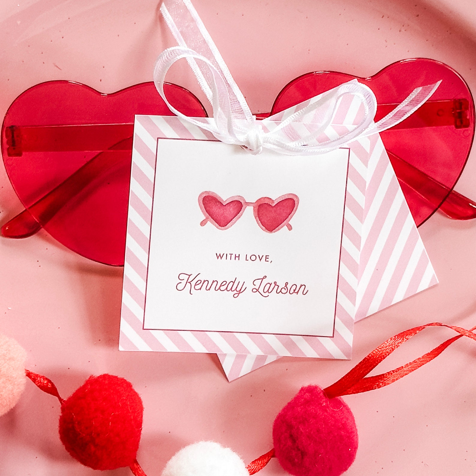 Personalized Heart Sunglasses Valentine | Classroom Valentines ...