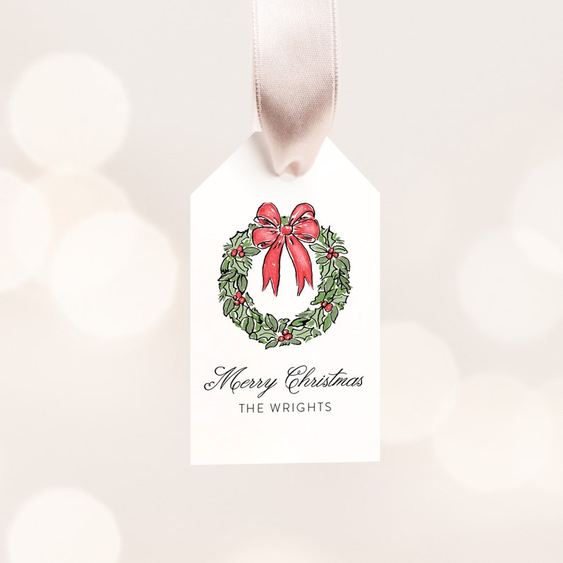 Personalized Christmas Wreath Gift Tags: Holiday Presents - Etsy