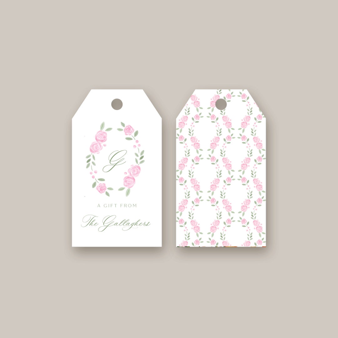 Rose Floral Chinoiserie Personalized Gift Tag | Custom Gift Tags ...