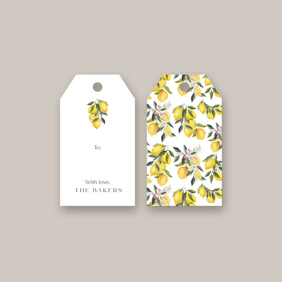 Botanical Lemon Personalized Gift Tag Set | Custom Gift Tags | Family ...