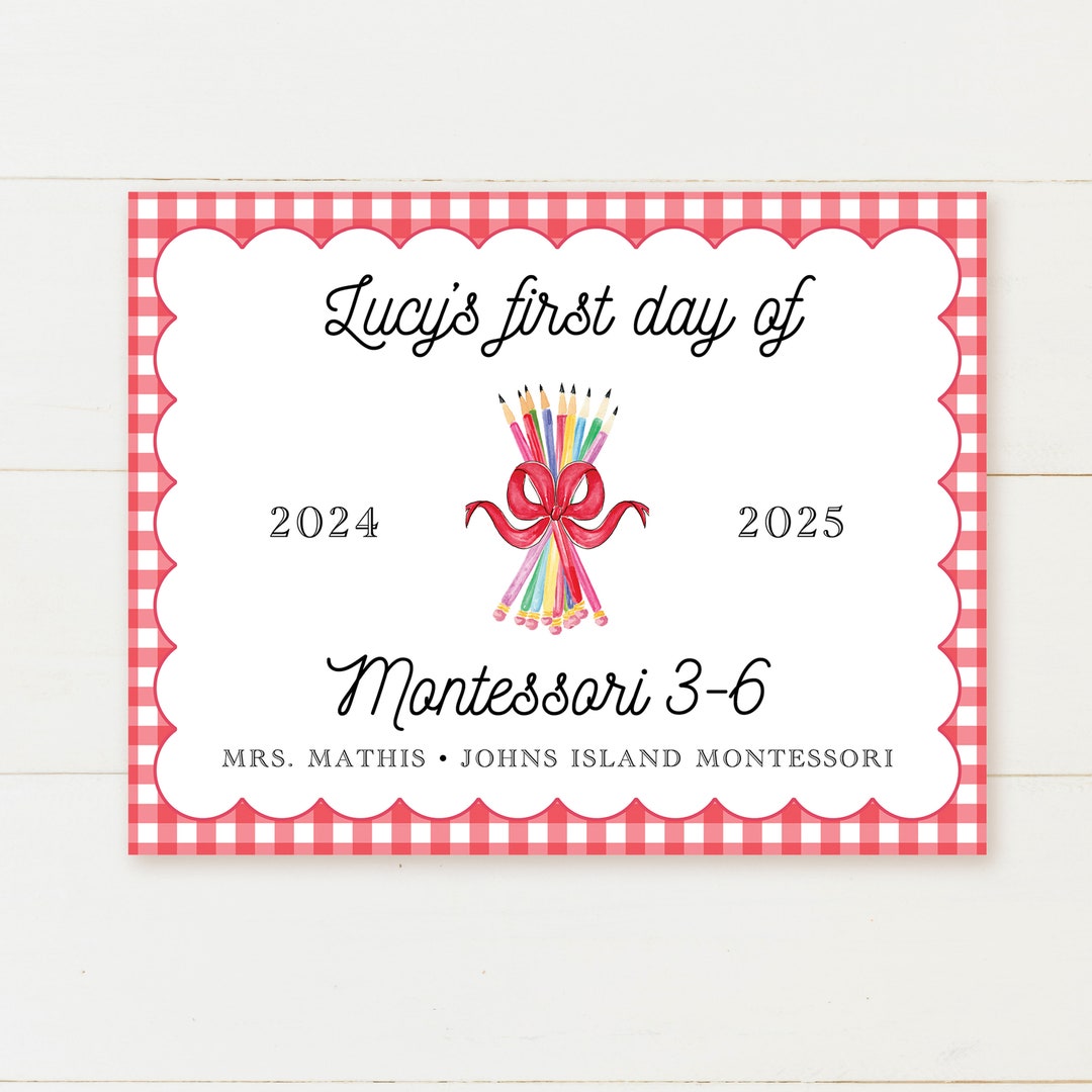 First Day of School Sign With Handpainted Classroom Motifs ...