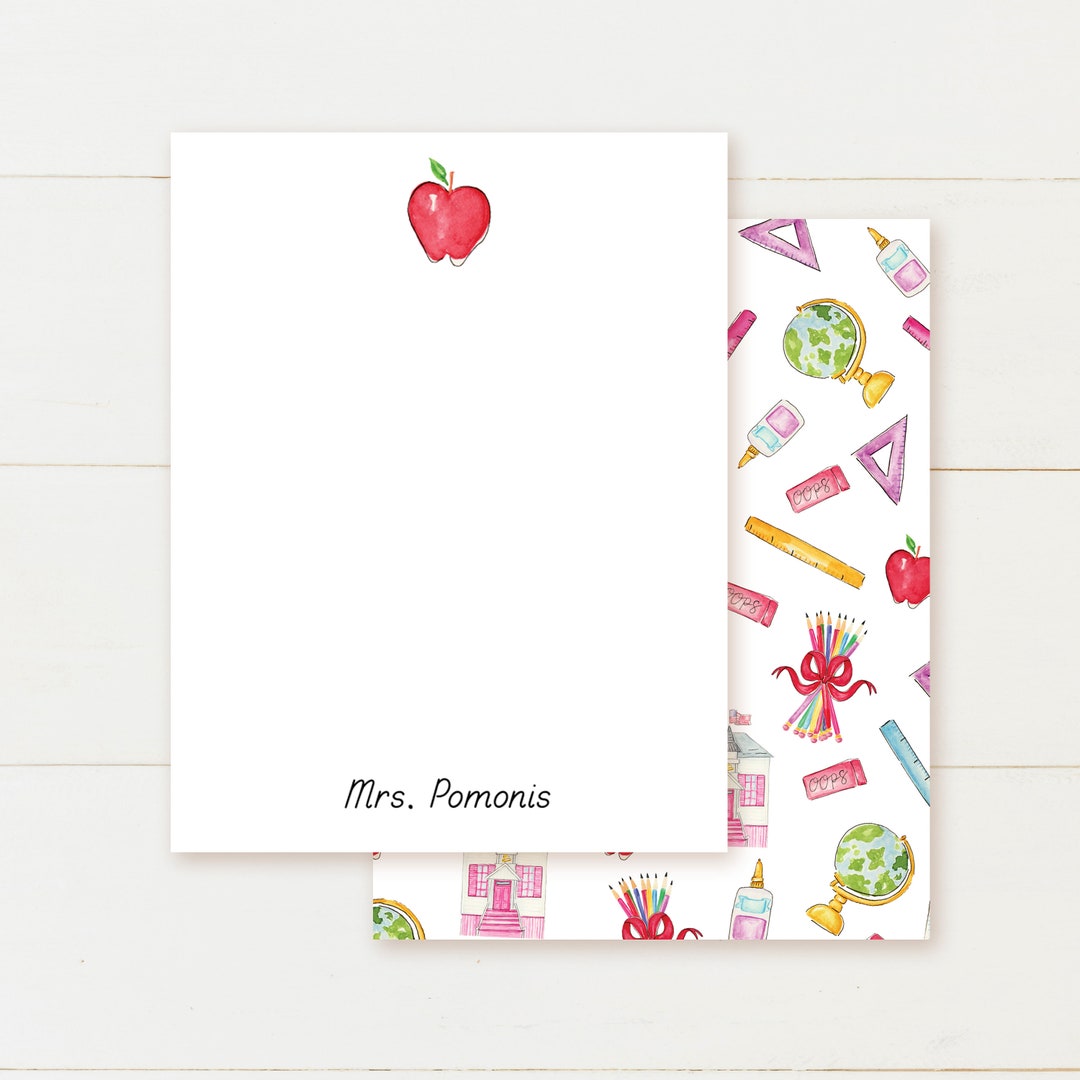 Teacher Personalized Stationery Set With Apple, Back to School Gift ...