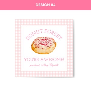 Printable Donut Valentine, Kids Valentines Day Gift Tag Set, Valentines ...