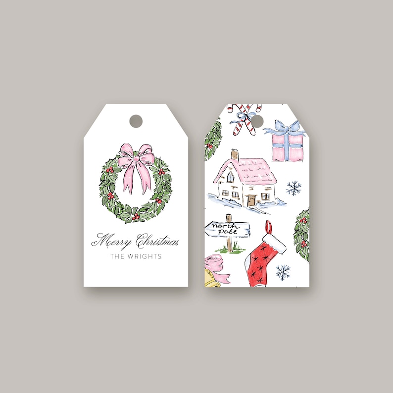 Personalized Christmas Wreath Gift Tags: Holiday Presents - Etsy
