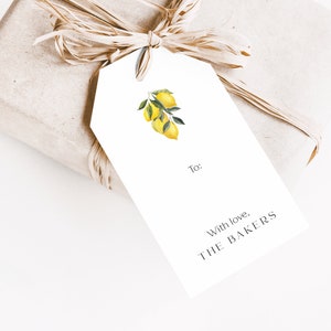 Botanical Lemon Personalized Gift Tag Set | Custom Gift Tags | Family ...