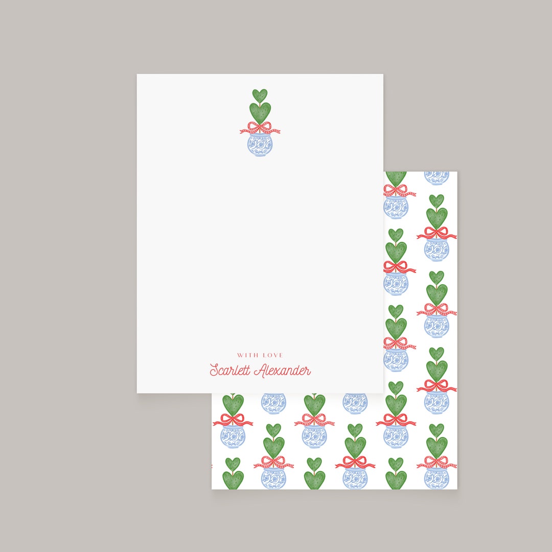 Valentine Topiary Custom Stationery Set | Personalized Stationery Note ...