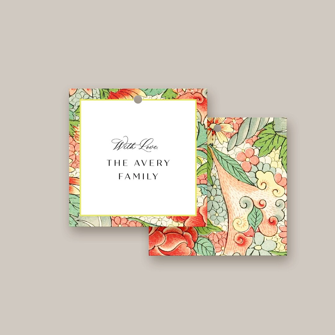 Personalized Gift Tag Set With Floral Print | Custom Gift Tags | Family ...