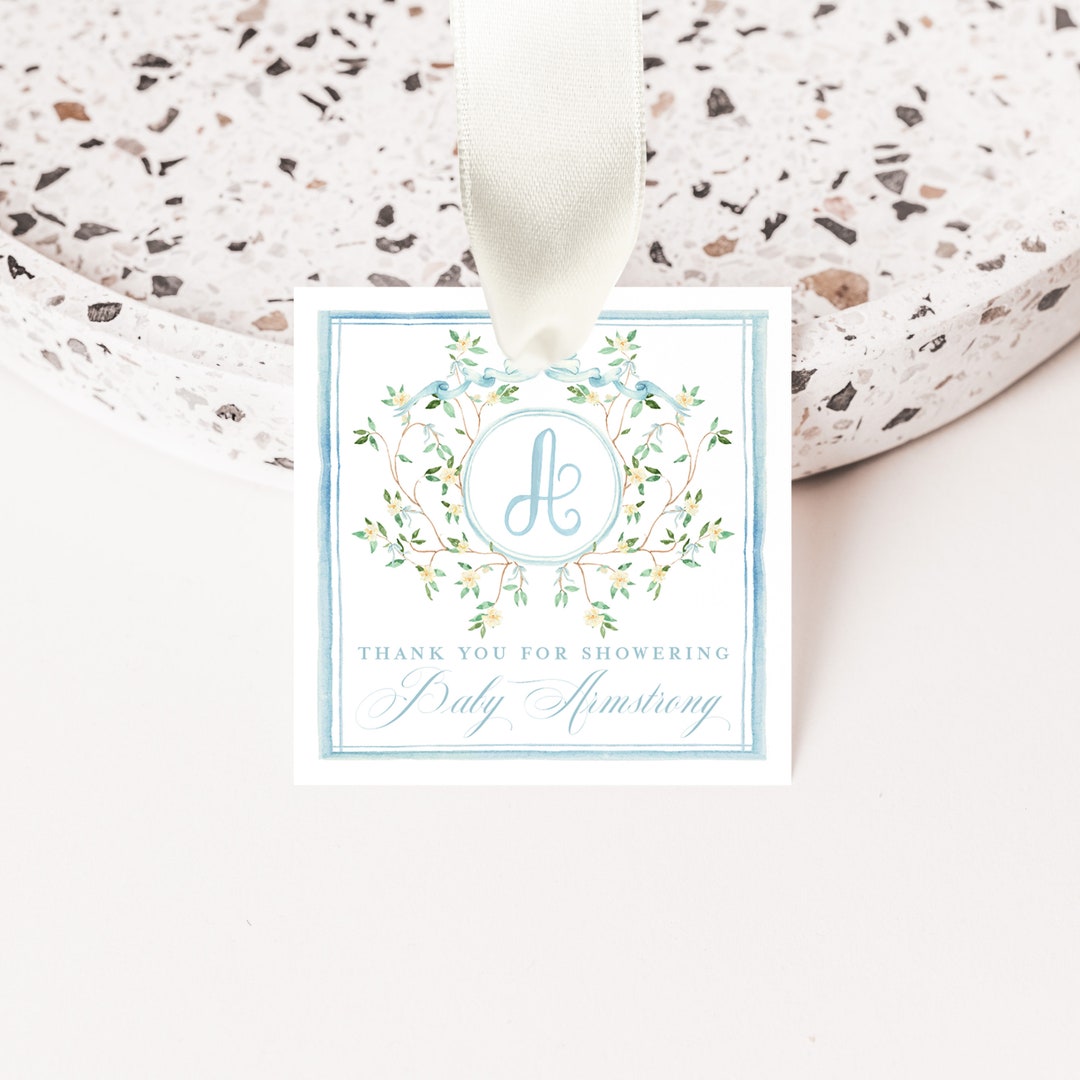 Magnolia Crest Monogram Gift Tag: Classic Grandmillennial Baby Shower ...