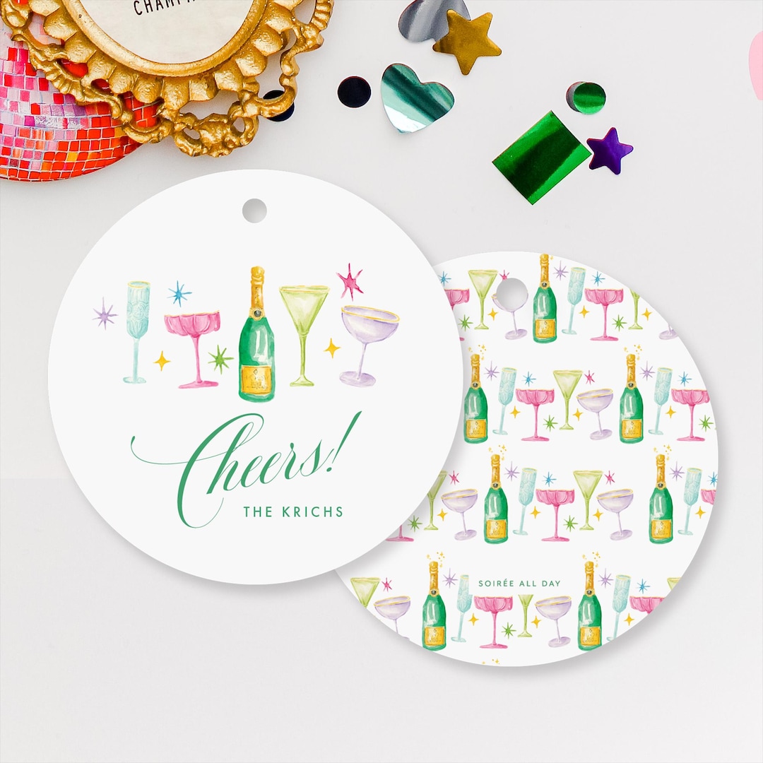 Personalized Cheers Gift Tags: Cocktail & Wine Party Favors - Etsy