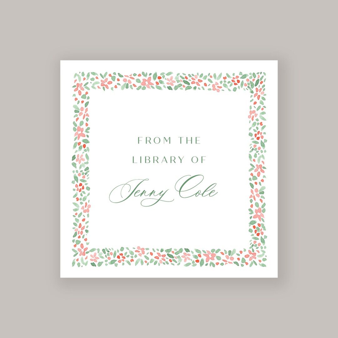 Personalized Bookplate Stickers With Pink Ditsy Floral Print | Book ...