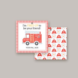 Fire Truck Kids Valentine, Kids Classroom Valentine, Valentine's Day ...