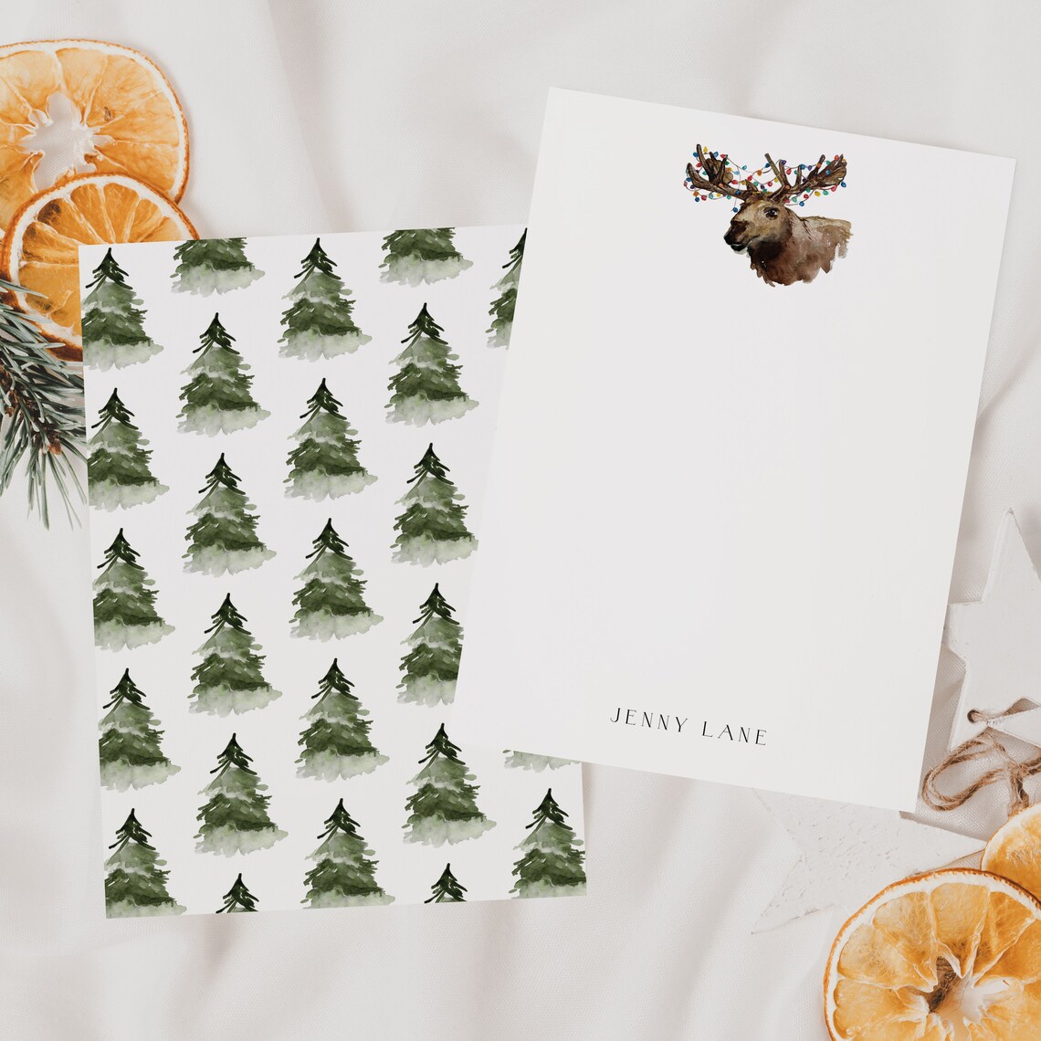 Christmas Moose Personalized Stationery, Holiday Custom Stationery ...