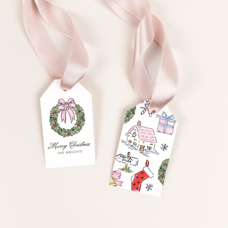 Personalized Christmas Wreath Gift Tags: Holiday Presents - Etsy
