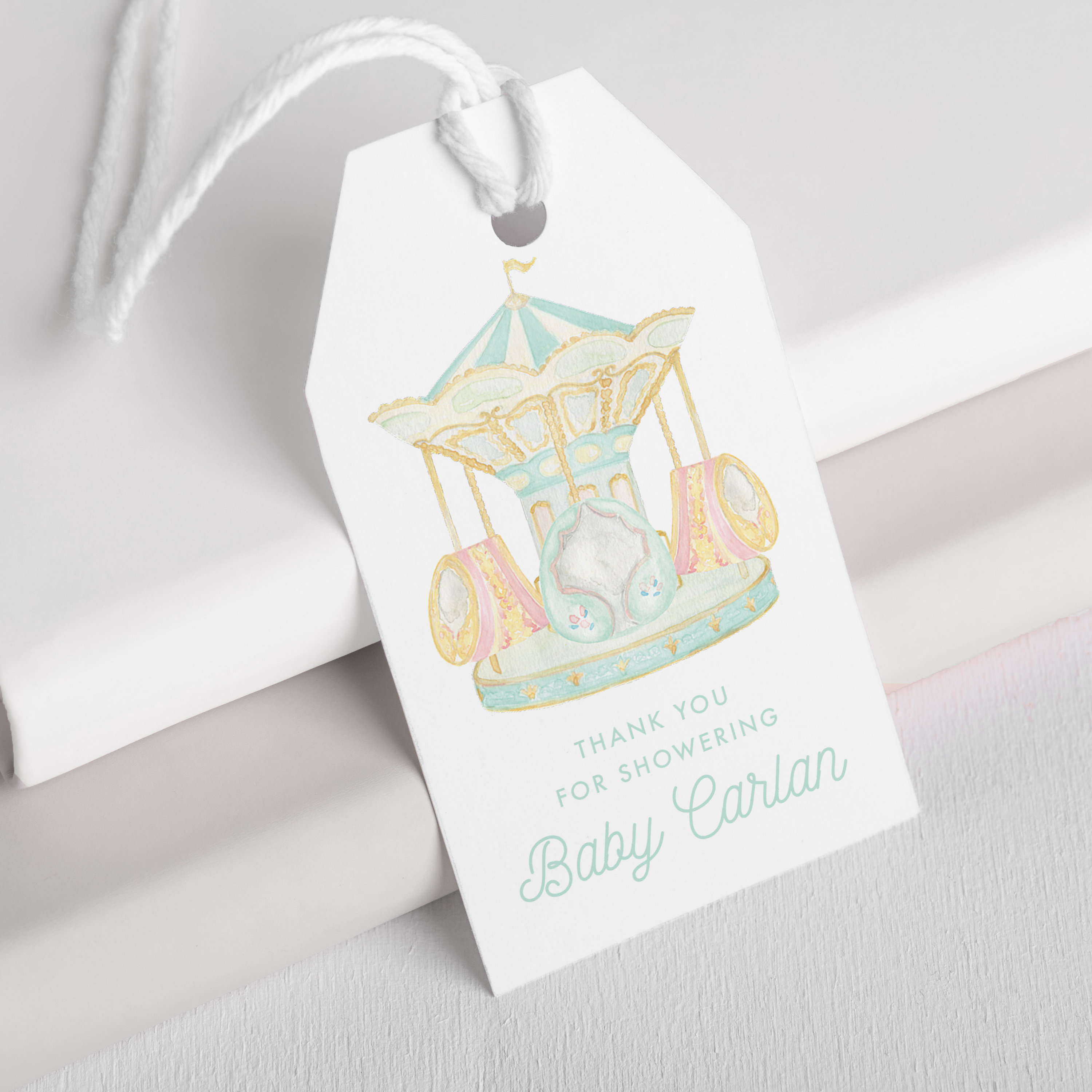 Carousel Gift Tag for Gender Neutral Baby Shower Custom Gift - Etsy