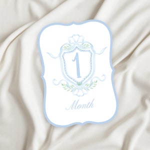 Watercolor Crest Baby Milestone Cards: Personalized Monogram Keepsake ...