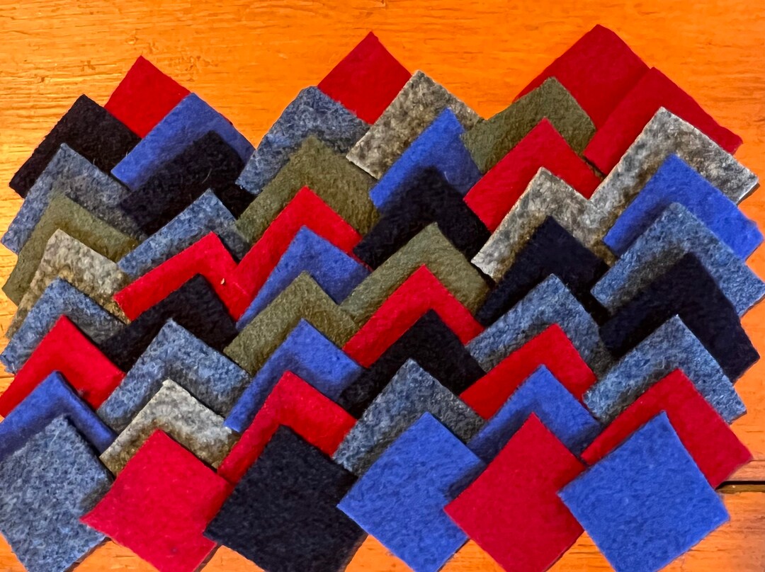 2x2 Felted Wool Squares, Reclaimed, 50 Pieces for Wool Appliqué and ...