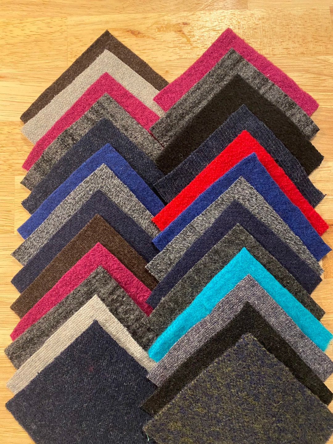 4x4 Felted Wool Squares, Reclaimed, 25 Pieces for Wool Appliqué and ...