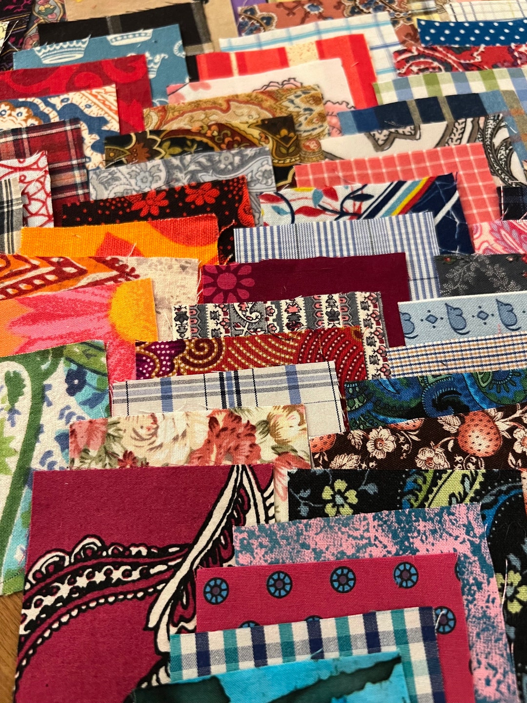 60+ 2.5 X 2.5 Reclaimed Fabric Squares for Crafting, Junk Journaling ...