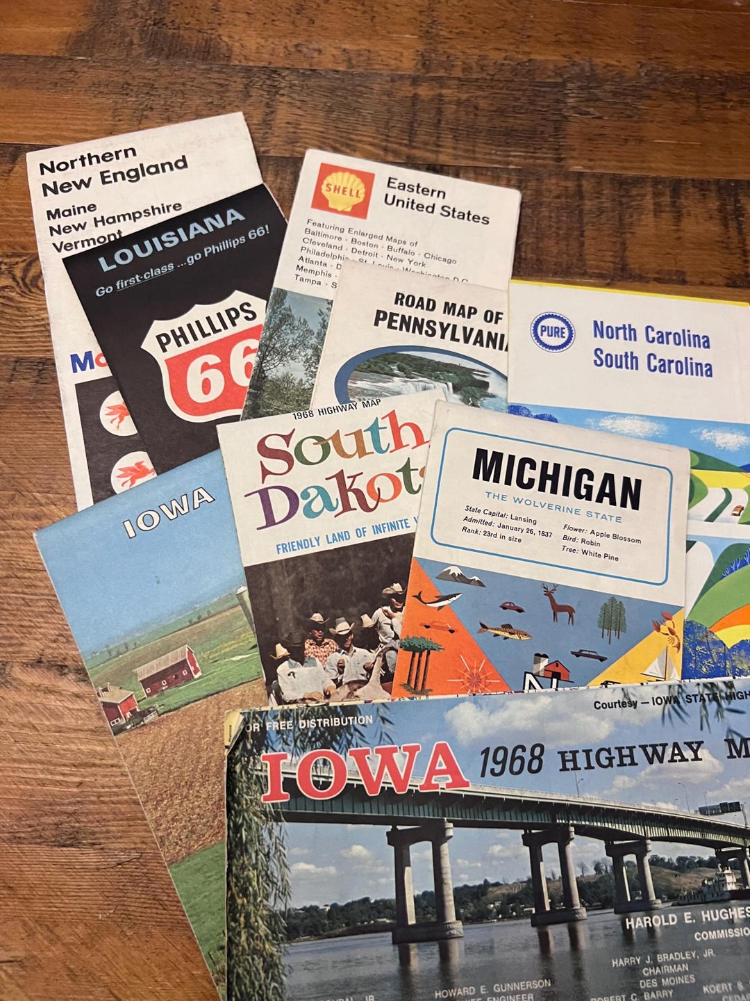 US State Highway Maps, 9 Maps for Crafting, Travel Maps, Travel Paper ...