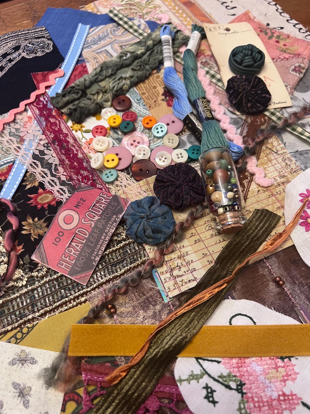 Relaxing Colors Slow Stitch Kit With Upcycled Materials, Stitch Bundle ...