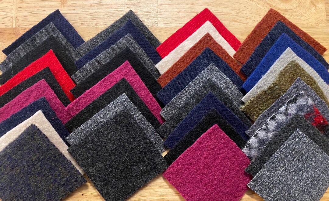 3x3 Felted Wool Squares, Reclaimed, 34 Pieces for Wool Appliqué and ...