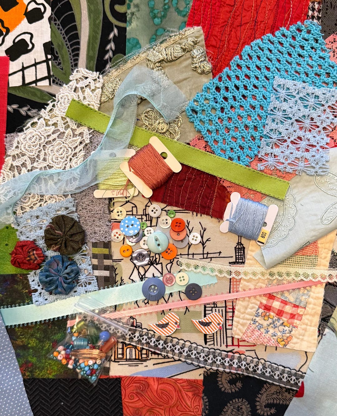Abstract City Scene Slow Stitch Kit | Upcycled Textile Treasures for ...