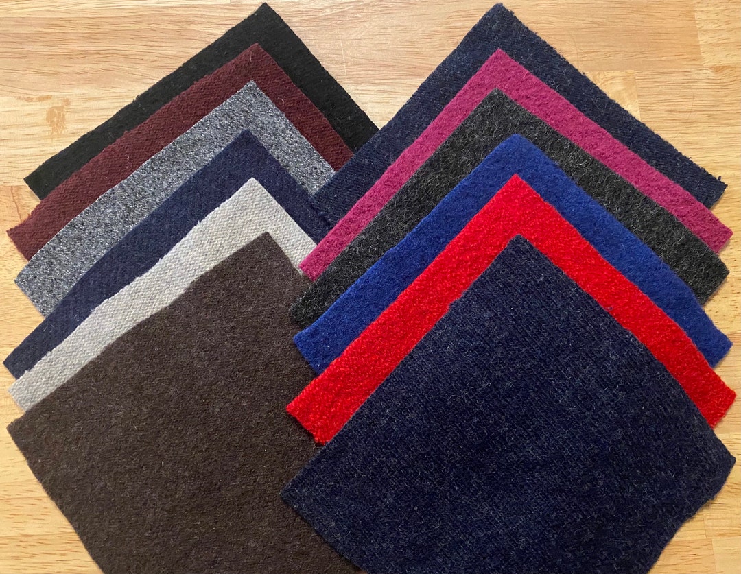 6x6 Felted Wool Squares, Reclaimed, 12 Pieces for Wool Appliqué and ...